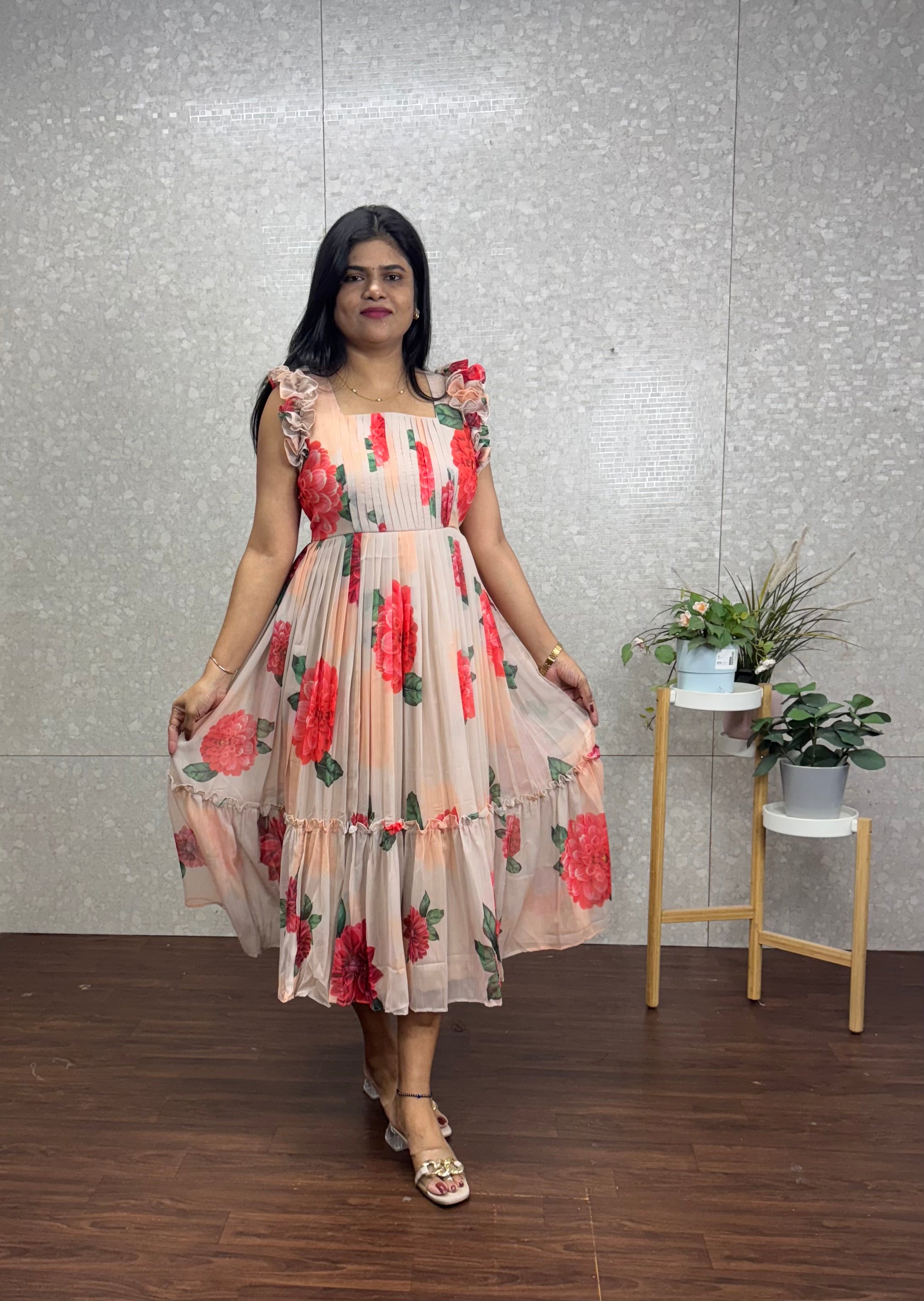 Chiffon floral frock -SRF1041 – Swarna Reddys